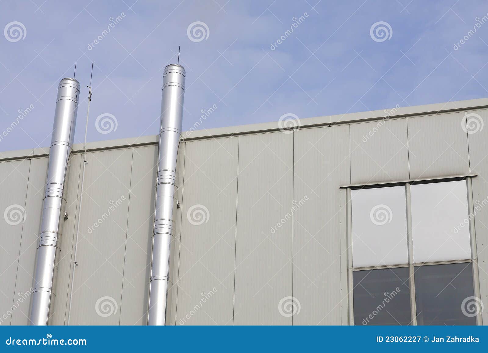 Two chimneys stock image. Image of metal, window, brigt - 23062227