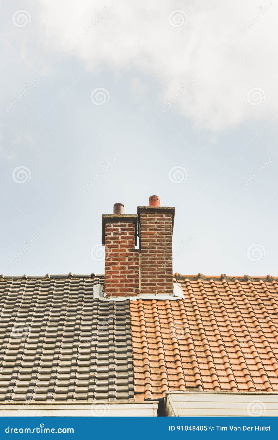 Two chimneys stock image. Image of exterior, colored - 91048405