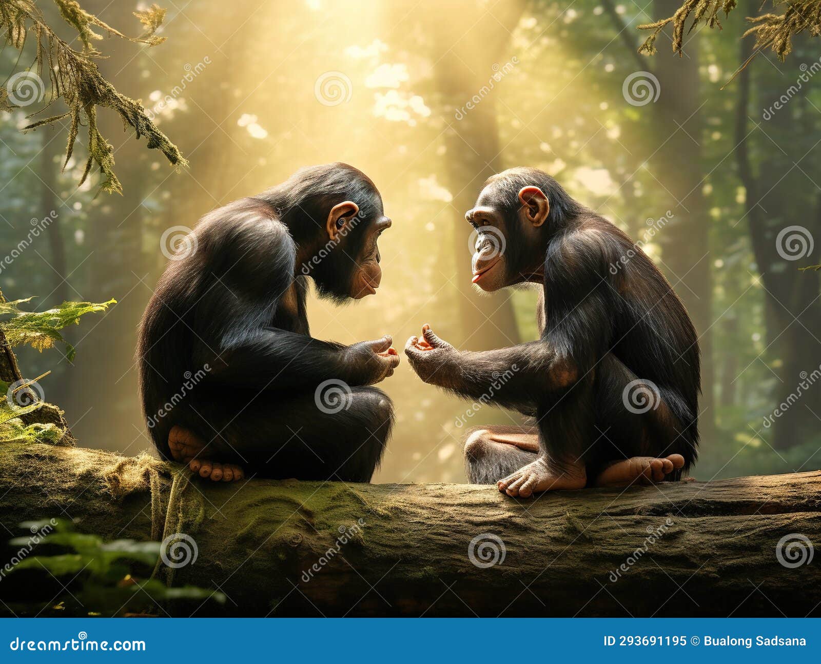 Two chimpanzees talking stock illustration. Illustration of hand ...