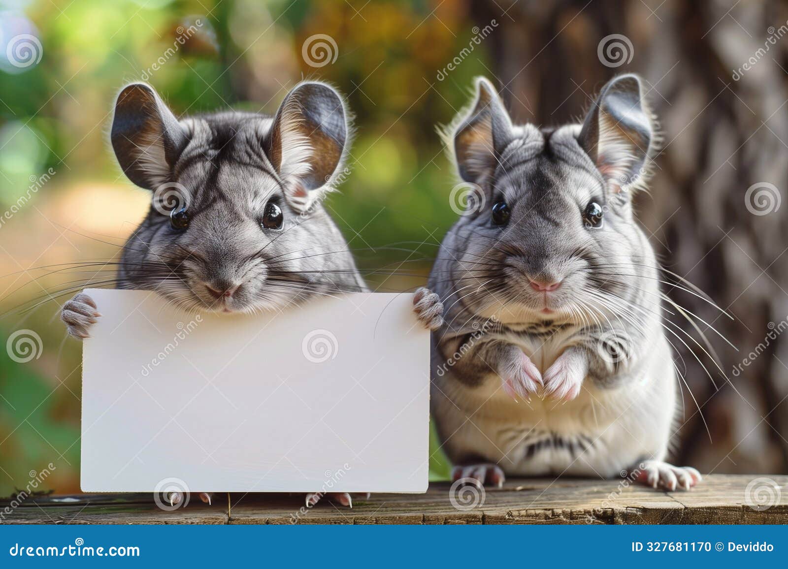 Two Chinchillas with a Sign Stock Illustration - Illustration of close ...