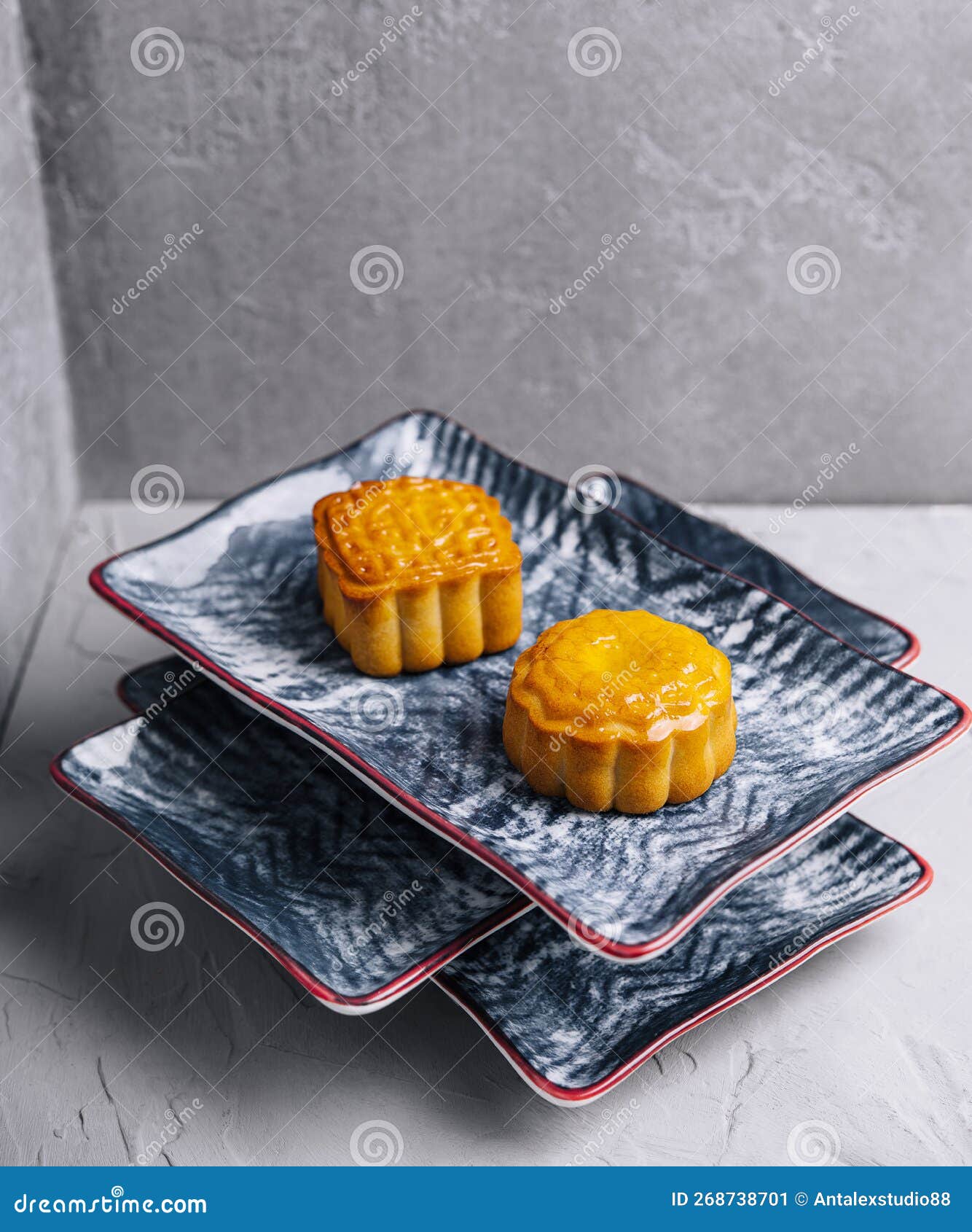 Two Chinese Cakes on Traditional Plates Stock Image - Image of british ...
