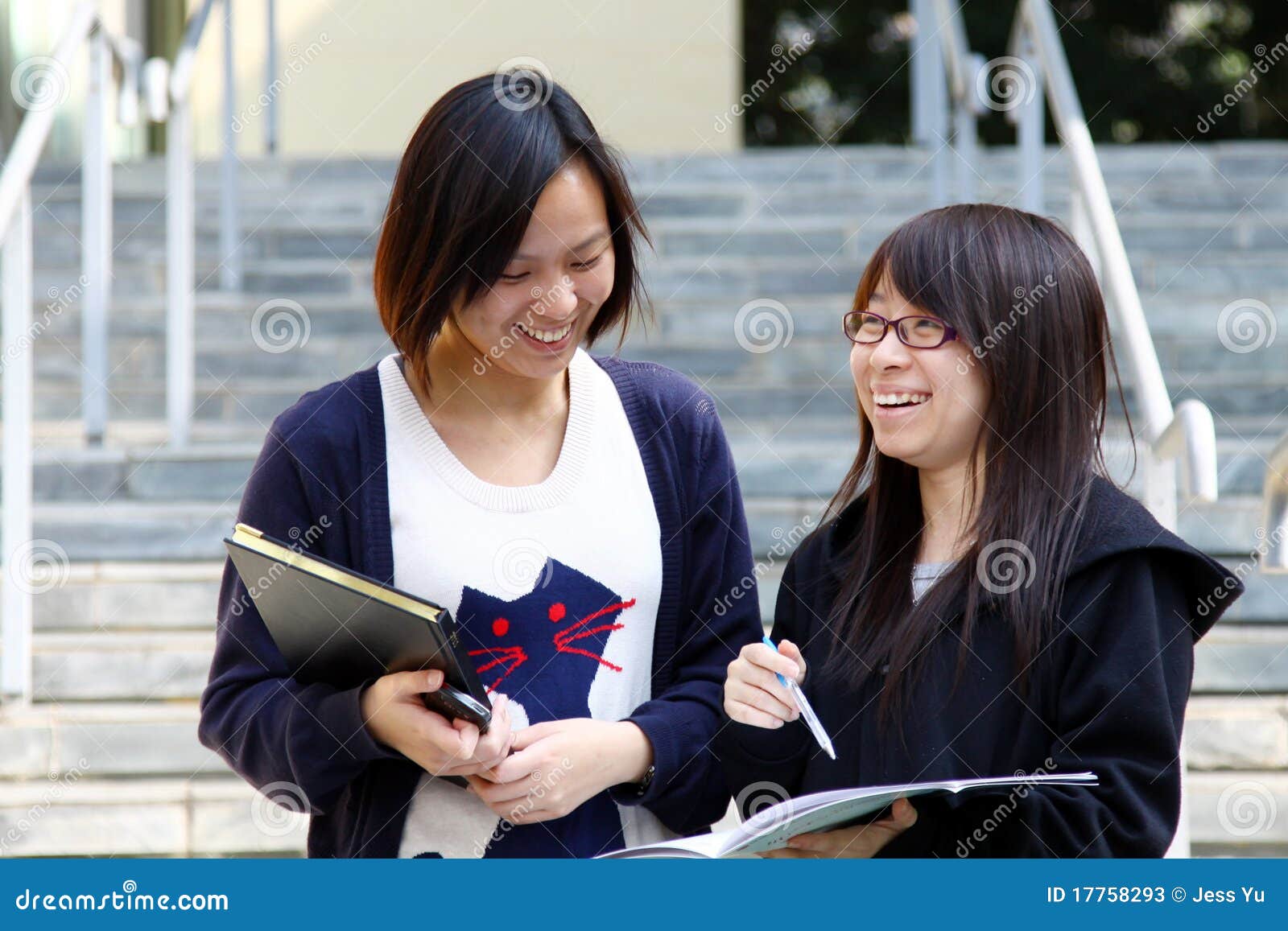 Two Chinese University Students on Campus Stock Image - Image of ...