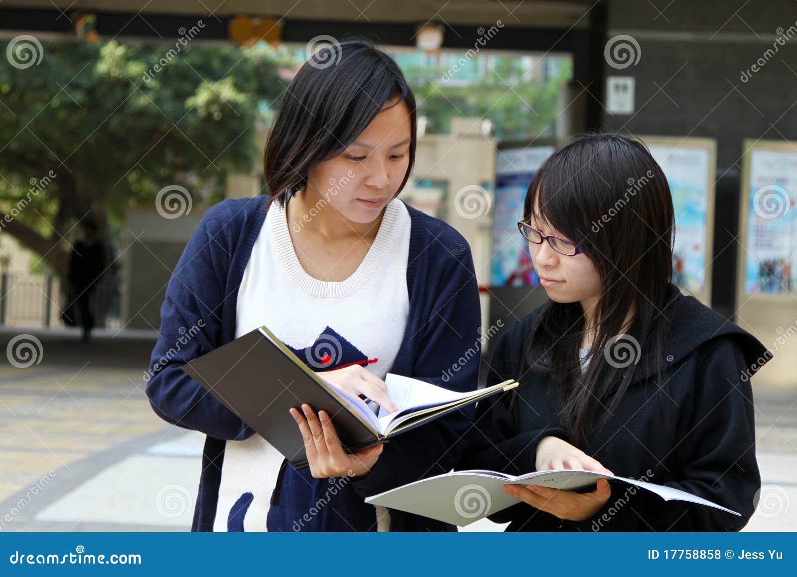 Two Chinese University Students on Campus Stock Photo - Image of ...