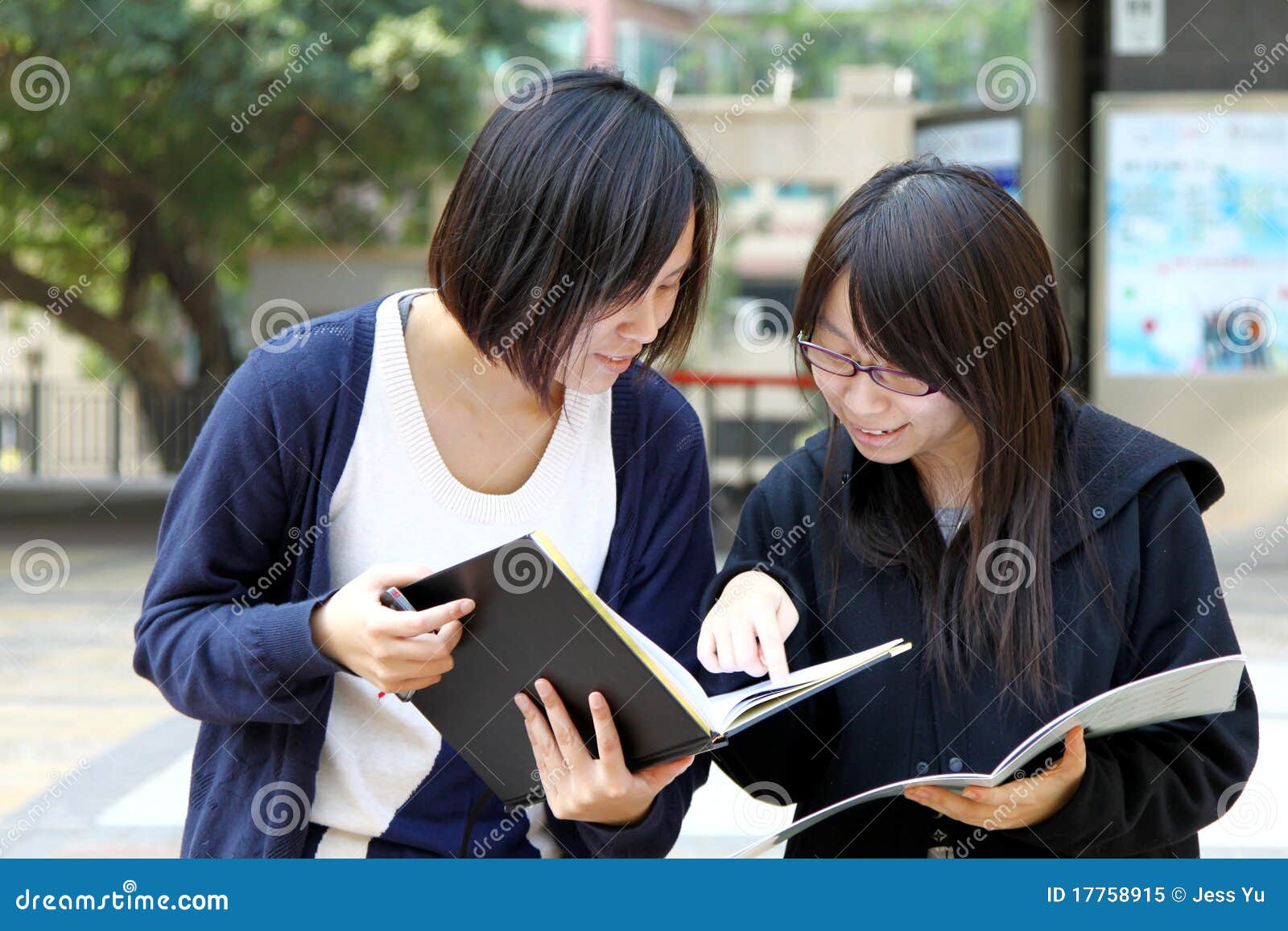 Two Chinese University Students on Campus Stock Image - Image of ...