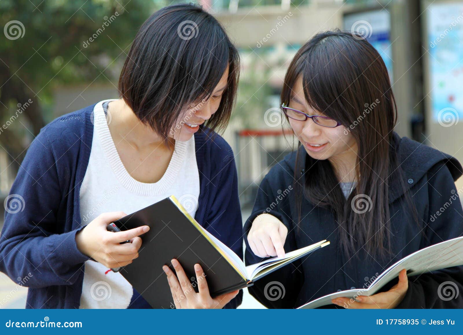 Two Chinese University Students on Campus Stock Image - Image of adult ...