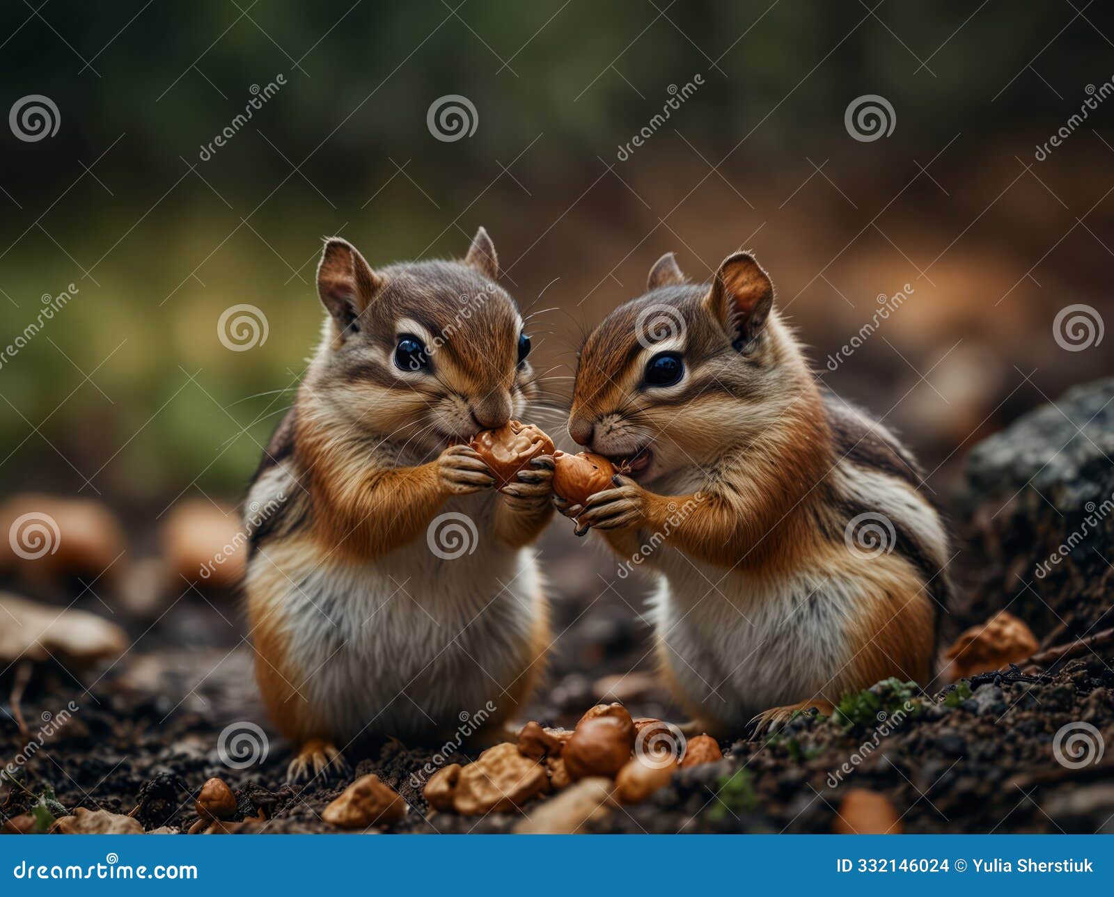 Two Chipmunks Eating Nuts From A Tiny Pot. Royalty-Free Stock Image ...