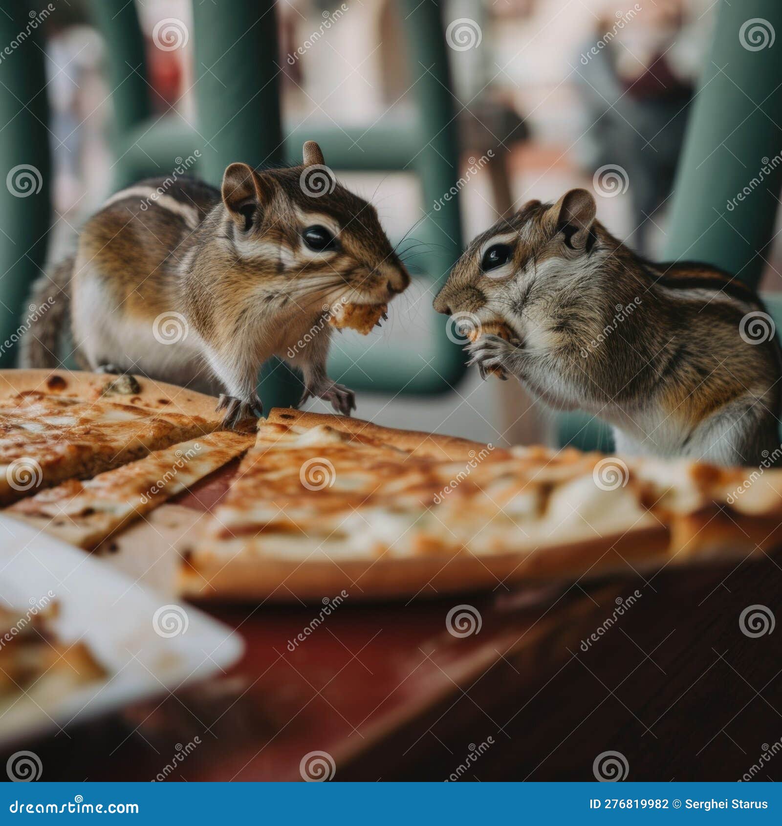 Two Chipmunks are Eating Pizza on a Table. AI Generative Image. Stock ...