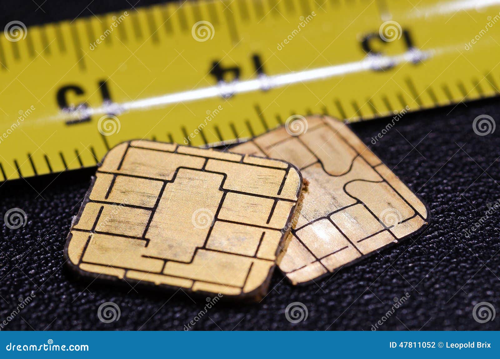 Two Chips Broken Out from Smart Cards Stock Photo - Image of leather ...