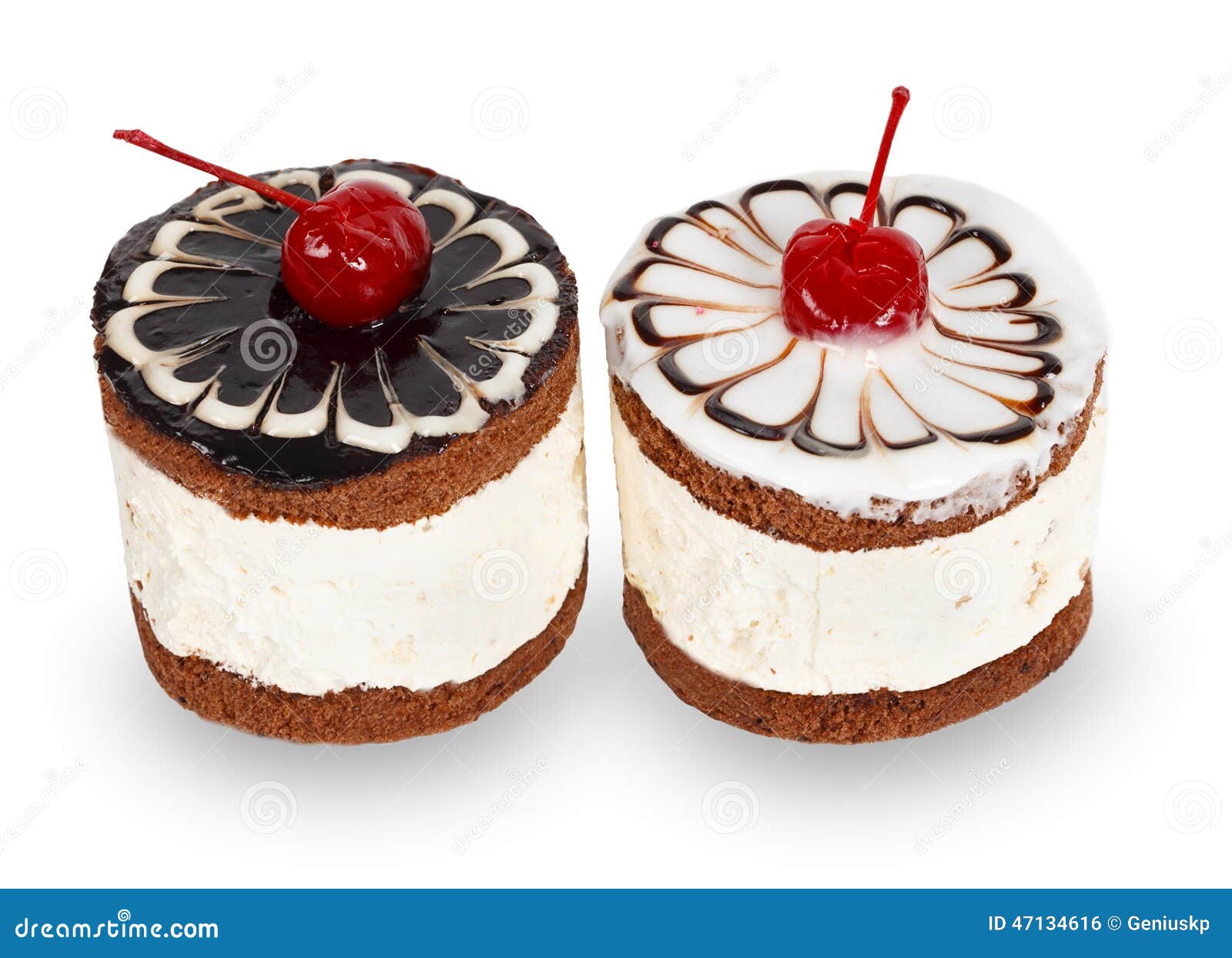Two Chocolate Cakes with Cherry Stock Photo - Image of eating ...