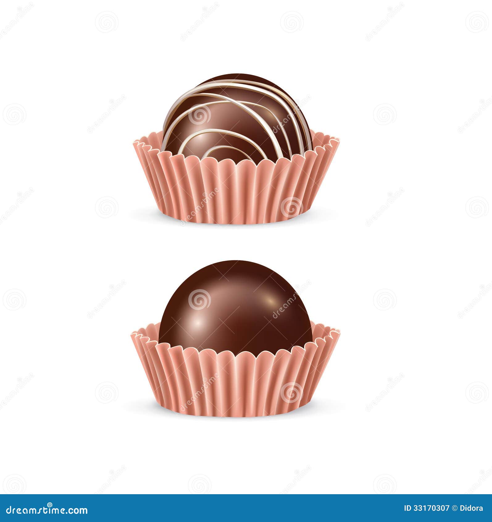 Two Chocolate Candy Pieces Isolated on White Stock Vector ...