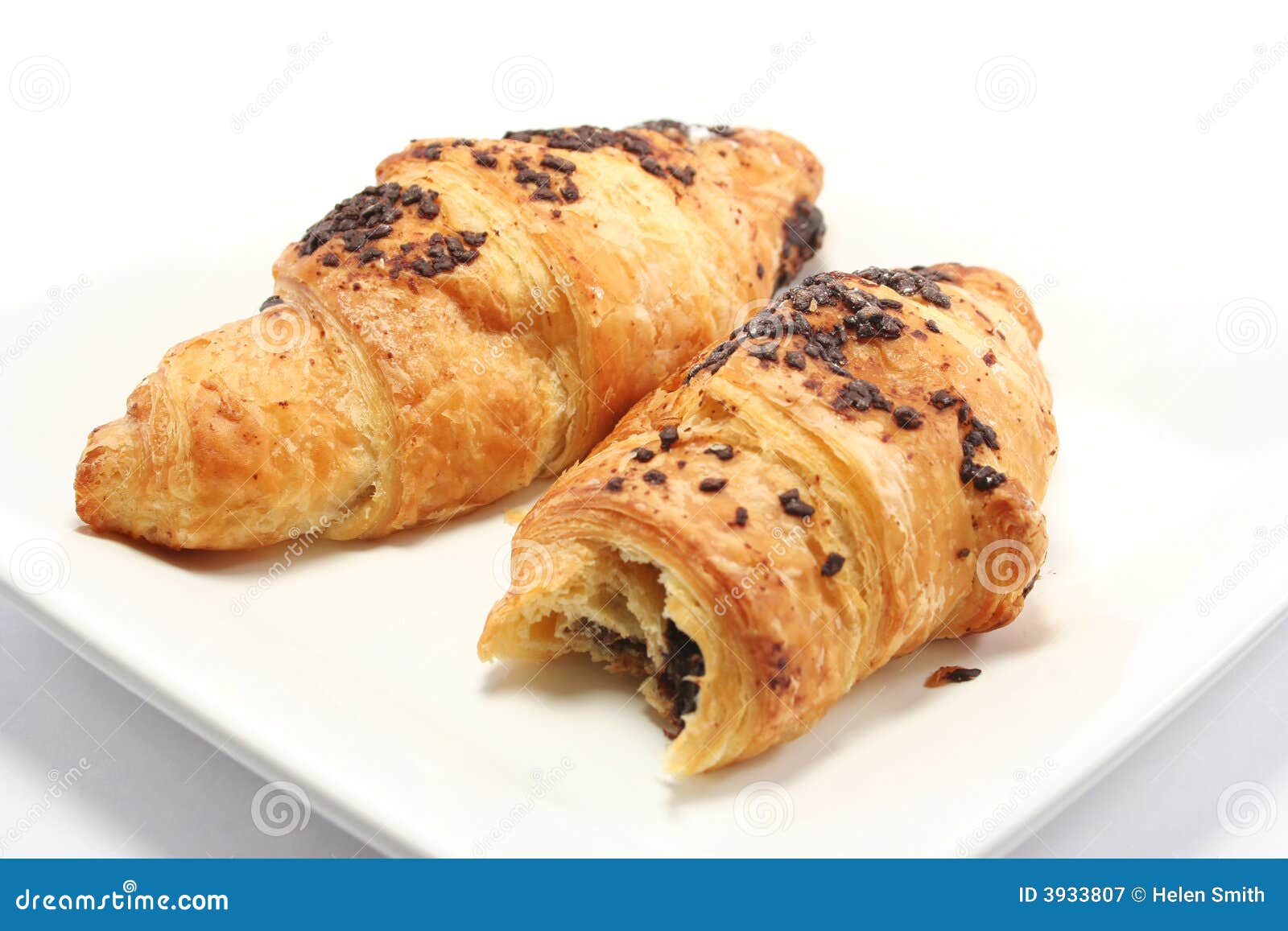 Two Chocolate Croissants stock image. Image of edible - 3933807