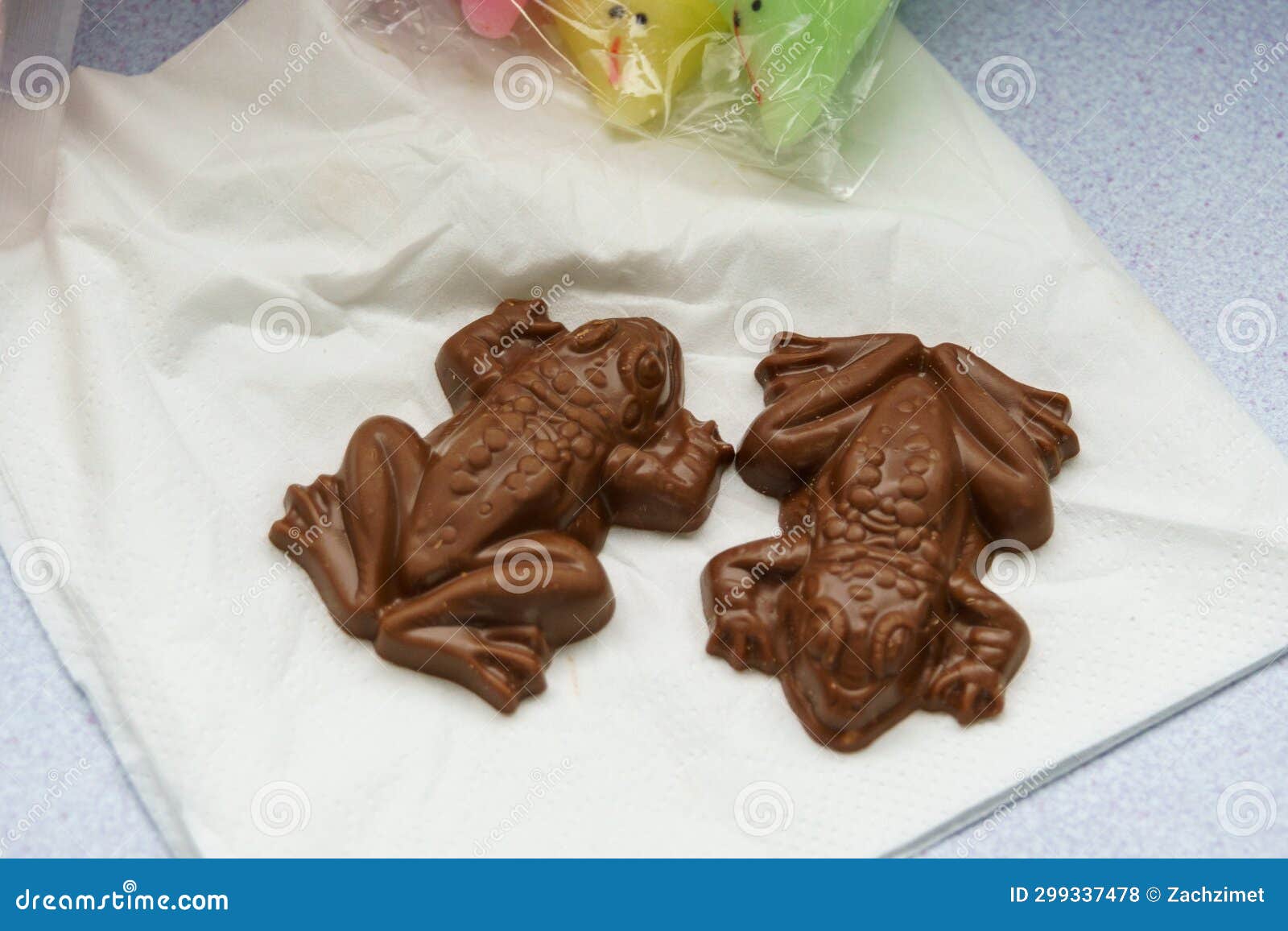 Two Chocolate Frogs on a Napkin Stock Photo - Image of sweet, dessert ...