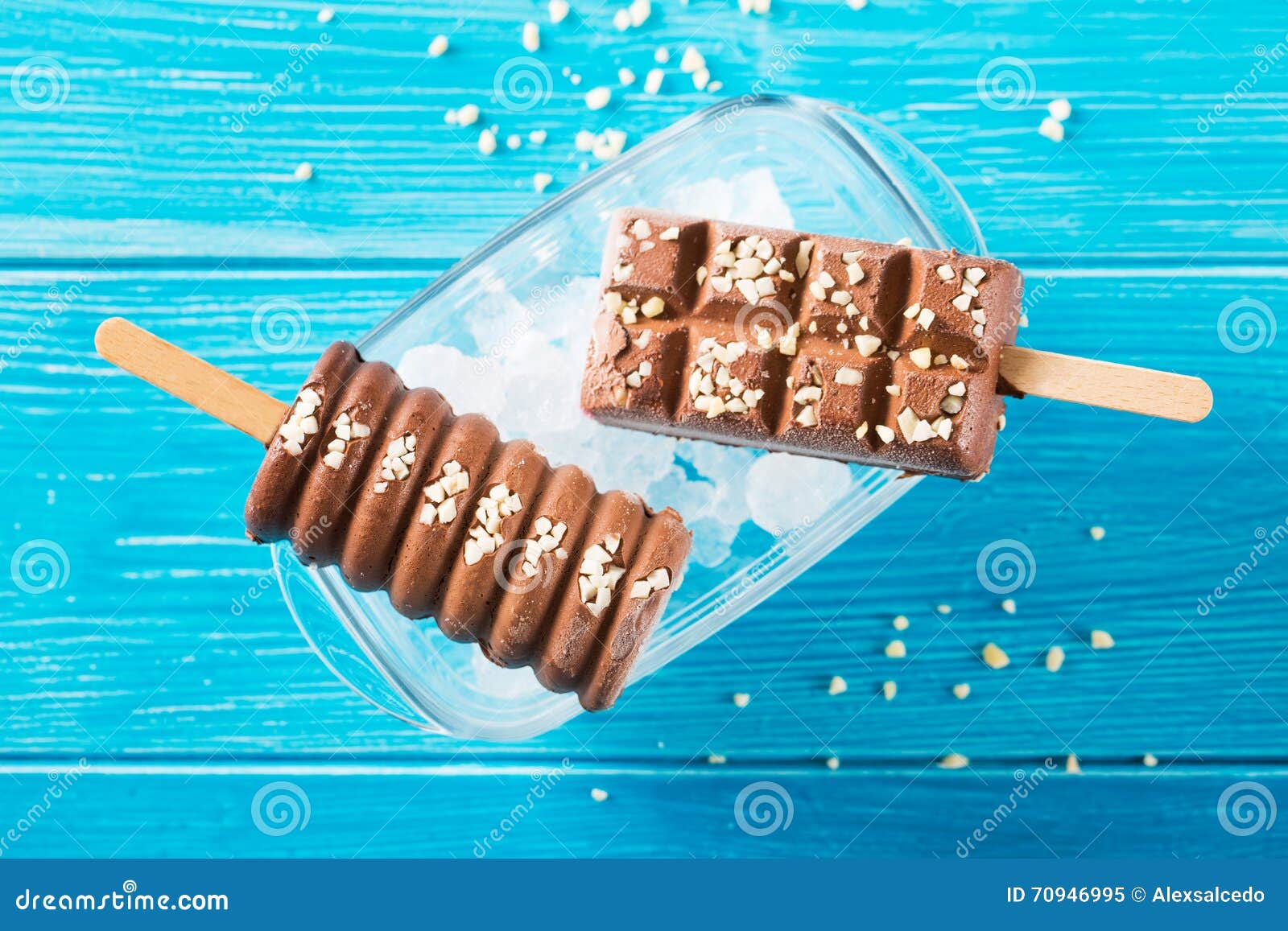 Two Chocolate Popsicles with Nuts Stock Image - Image of popsicle, cube ...