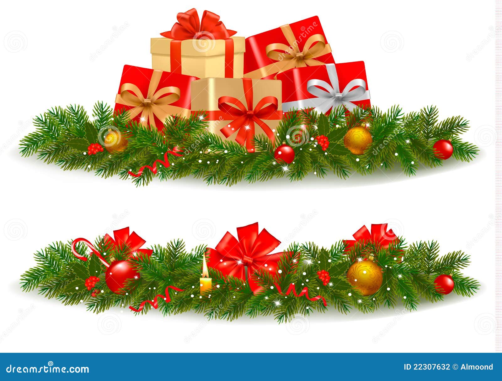 Two Christmas Banners with Gift Boxes. Stock Vector - Illustration of ...