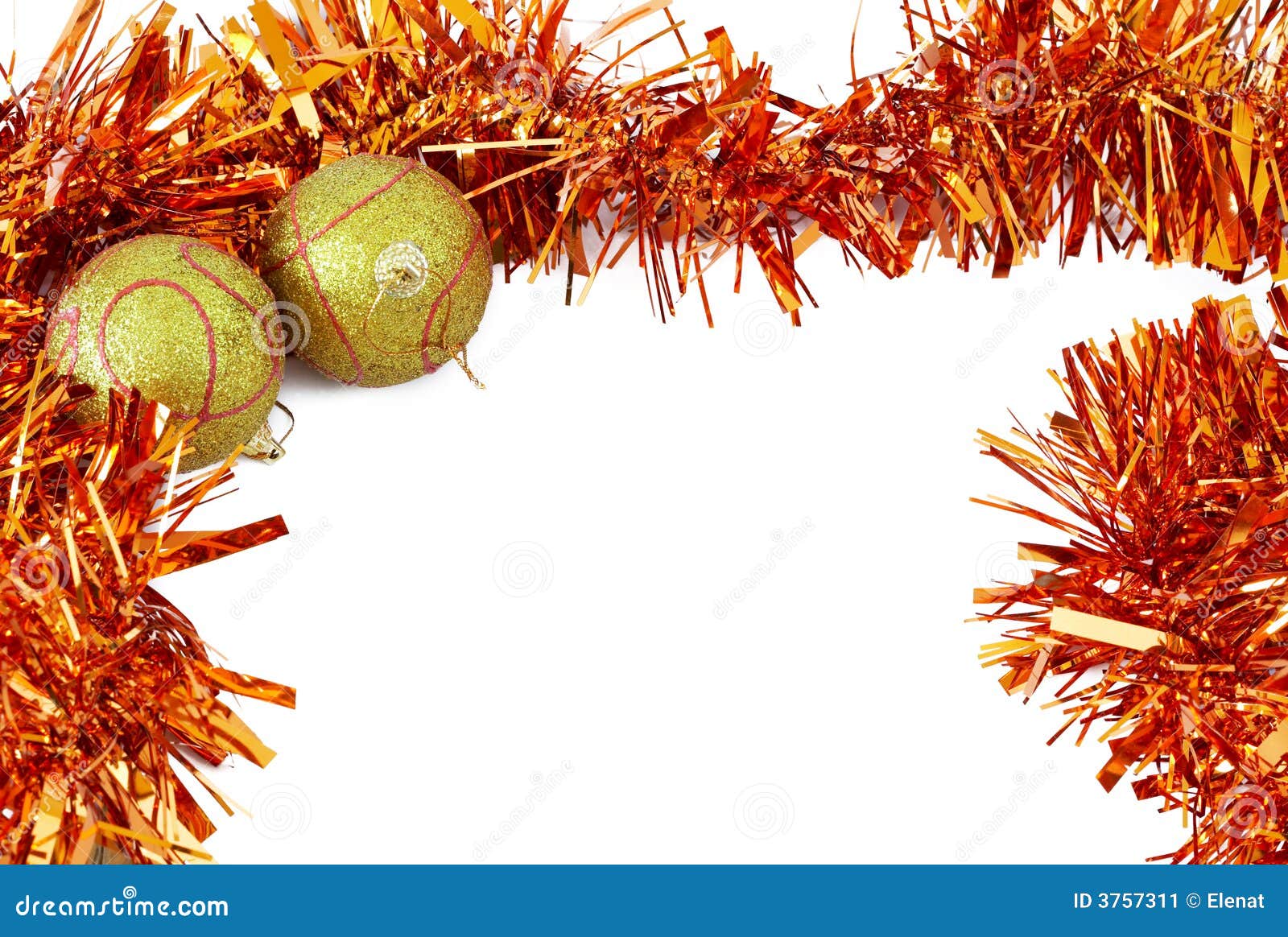 Two Christmas Baubles with Bright Orange Tinsel Stock Image - Image of ...