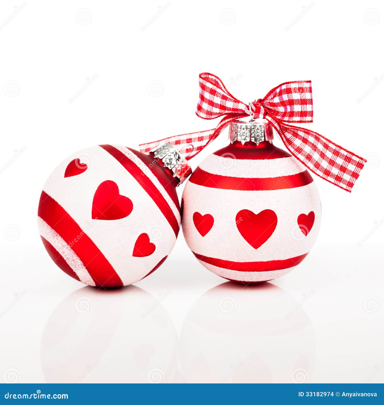 Two Christmas baubles stock photo. Image of redwhite - 33182974