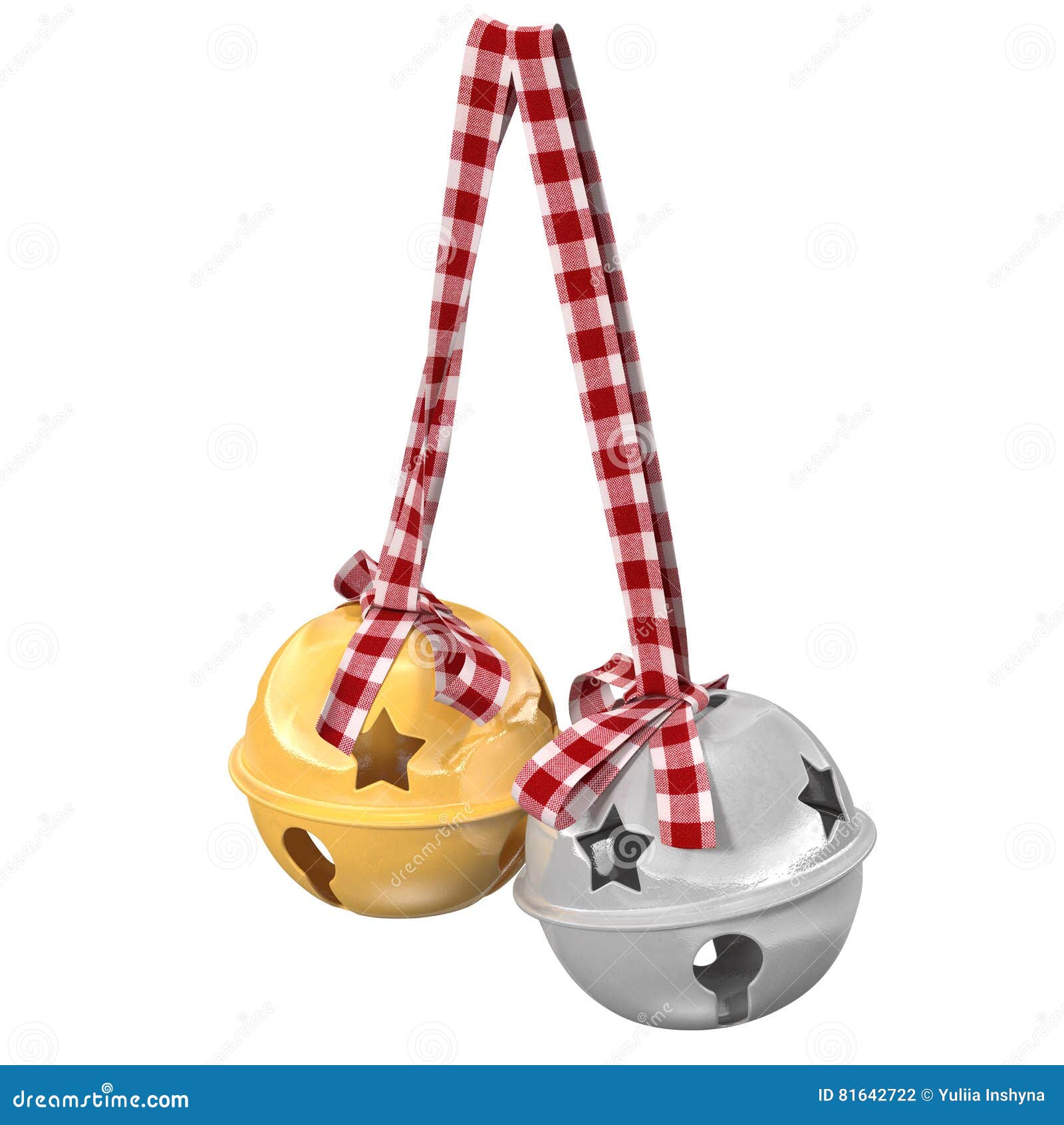 Two Christmas Bells 3d Illustration Stock Illustration - Illustration ...