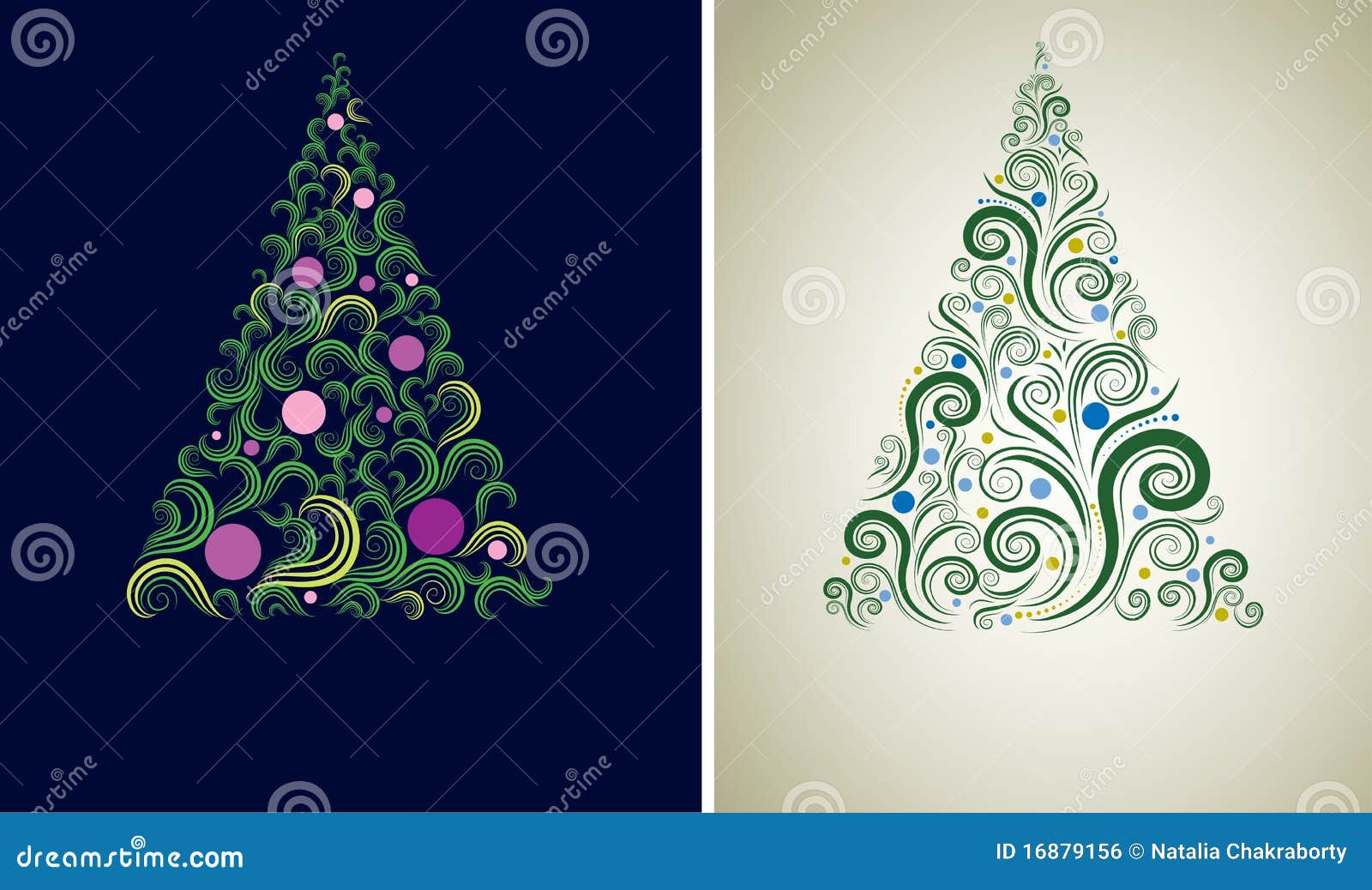 Two Christmas Tree Backgrounds Royalty-Free Stock Image | CartoonDealer ...