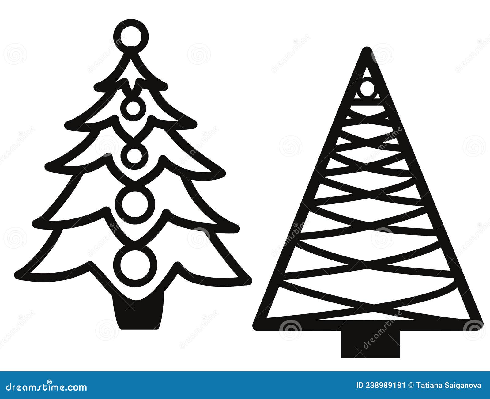 Two Christmas Trees in a Graphic Style for Your Design Stock Vector ...