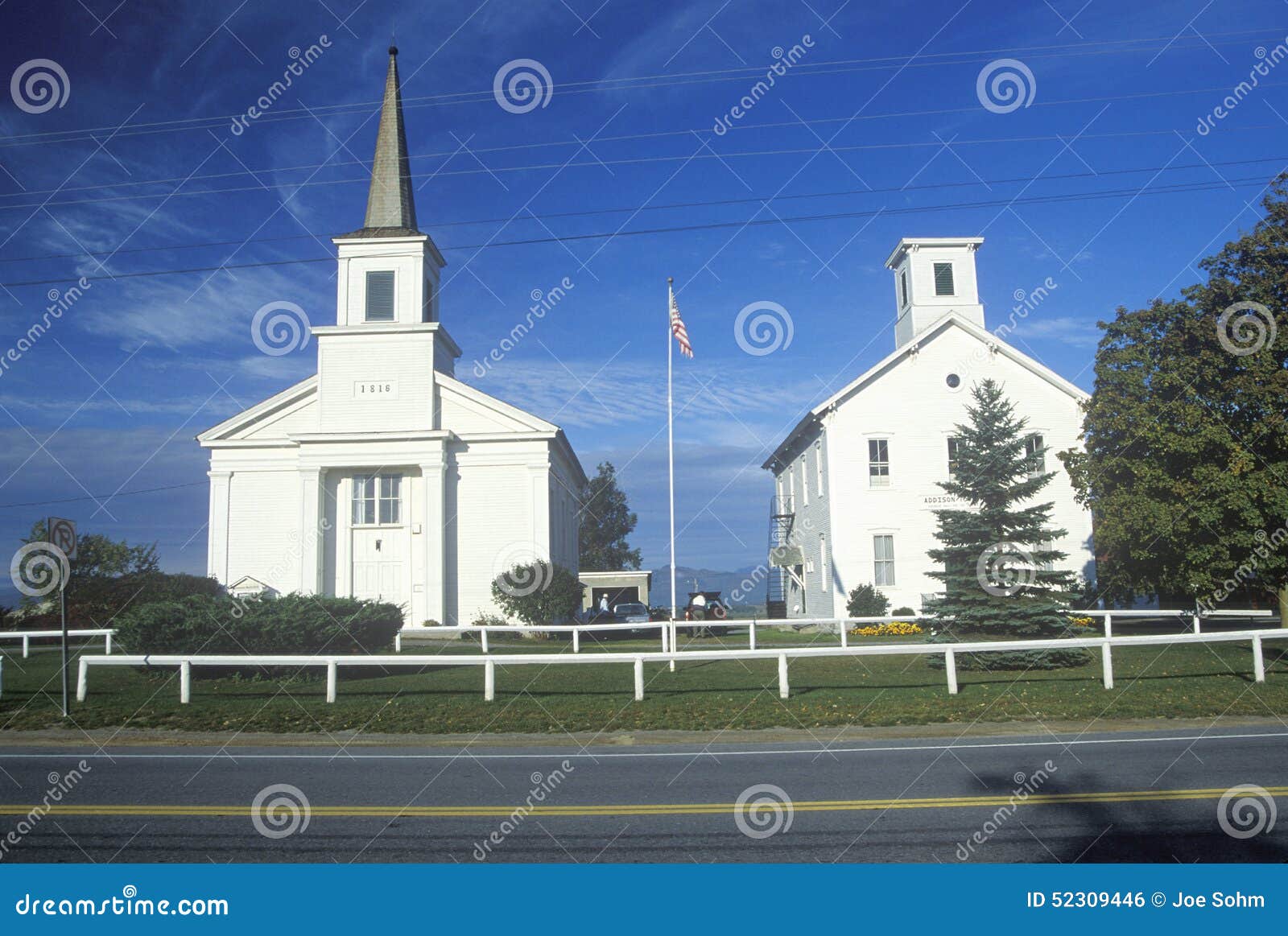 Two Churches in Addison Vermont Stock Photo - Image of color, states ...