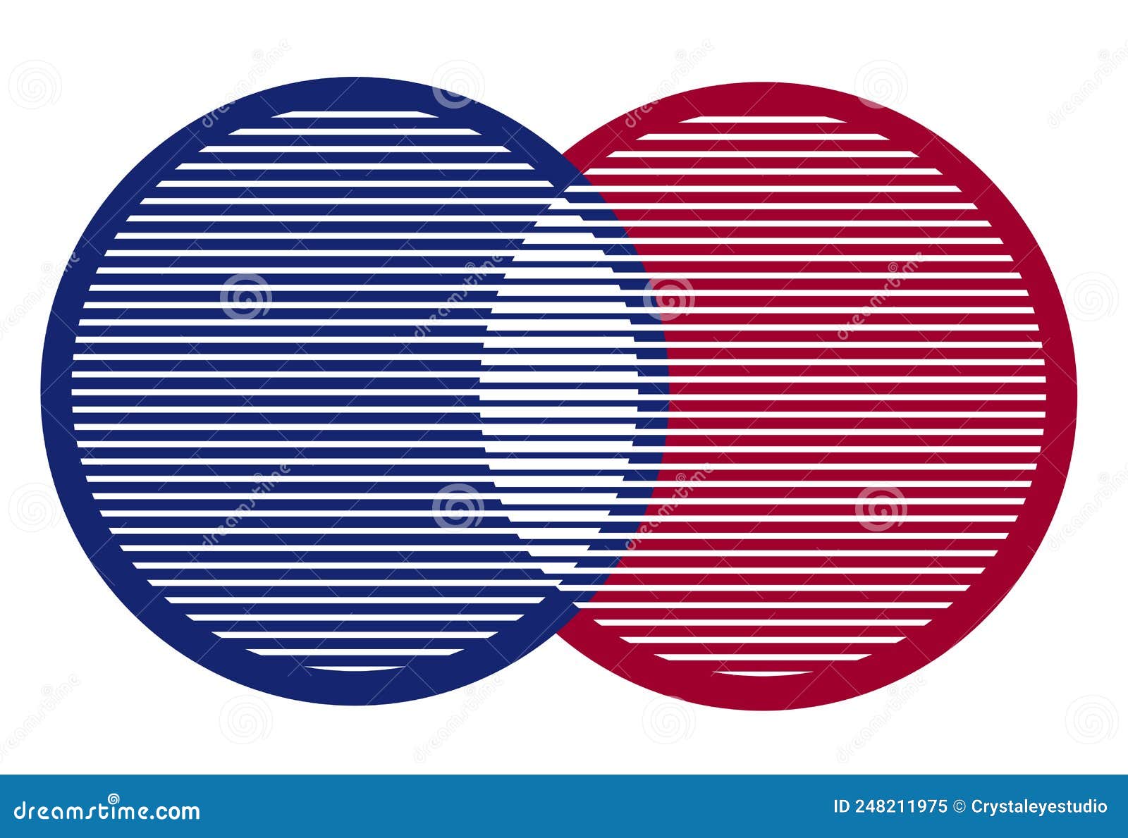 Two Circles with Lines Overlap Like a Telescope and Create a Shape in ...