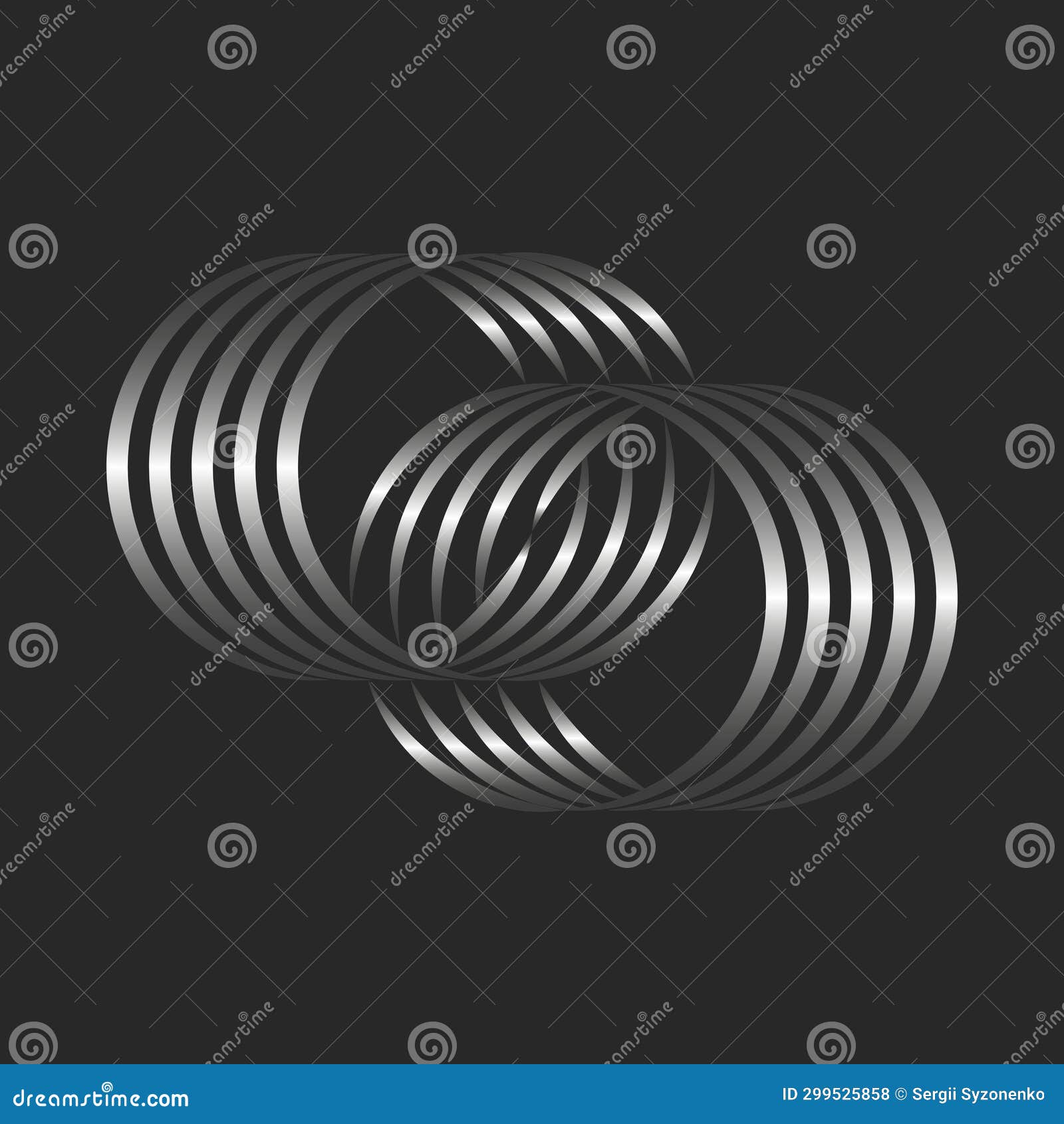 Two Circles Logo from Overlapping Parallel Lines Silver Gradient ...