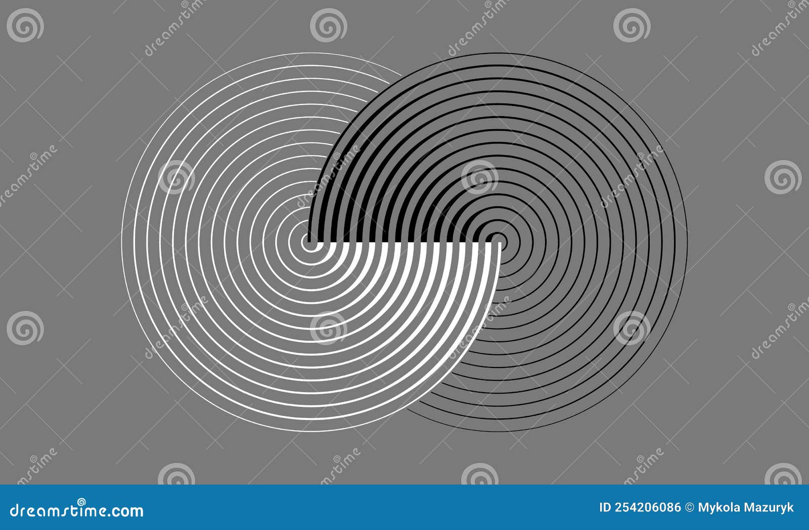 Two Circles Together with Transition in Each Other. Yin and Yang Symbol ...