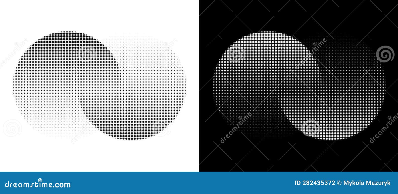 Two Circles with Transition or Unity. Halftone Dotted Abstract ...