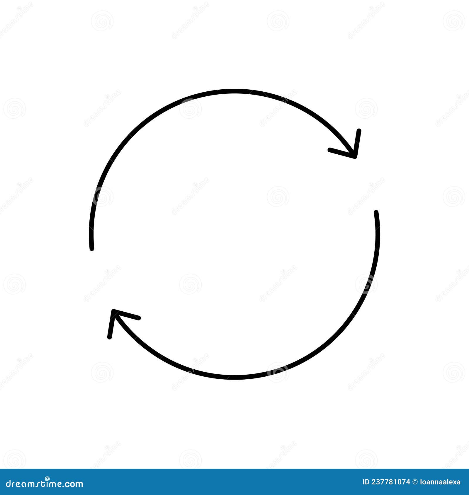 Two Circular Arrows. Simple Outline Black and White Vector Icon with ...