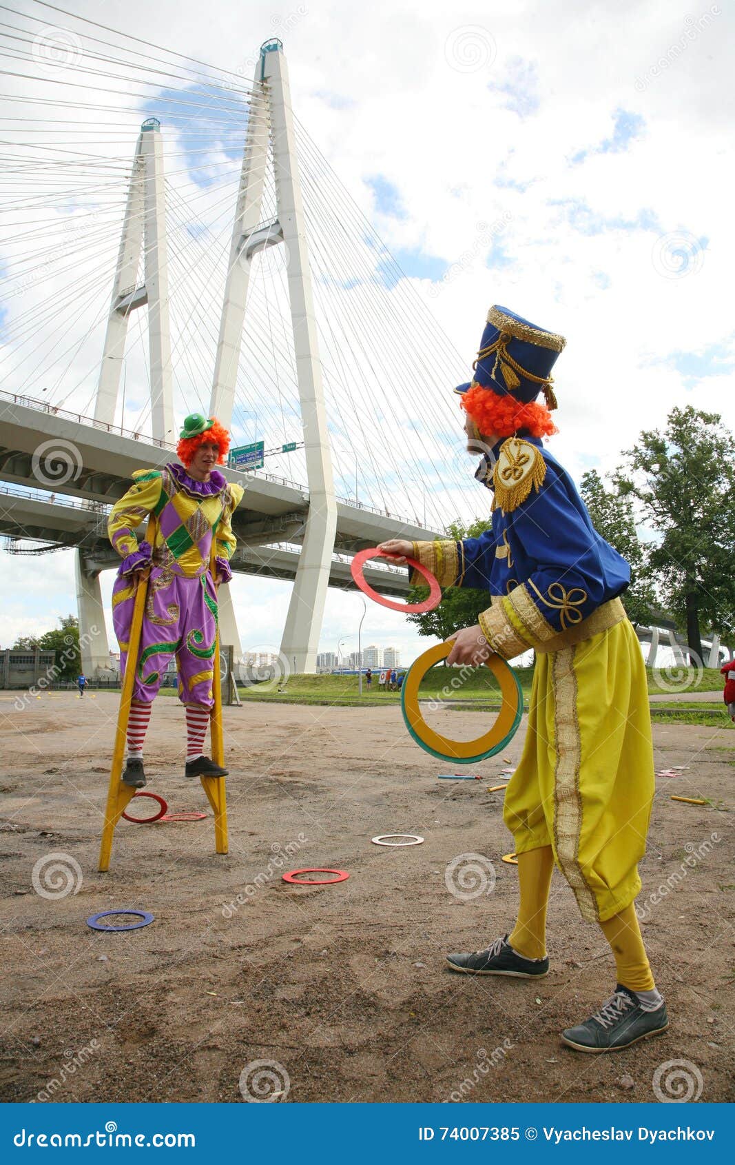 Two Circus Clowns Animators Throw Colored Rings Editorial Image - Image ...