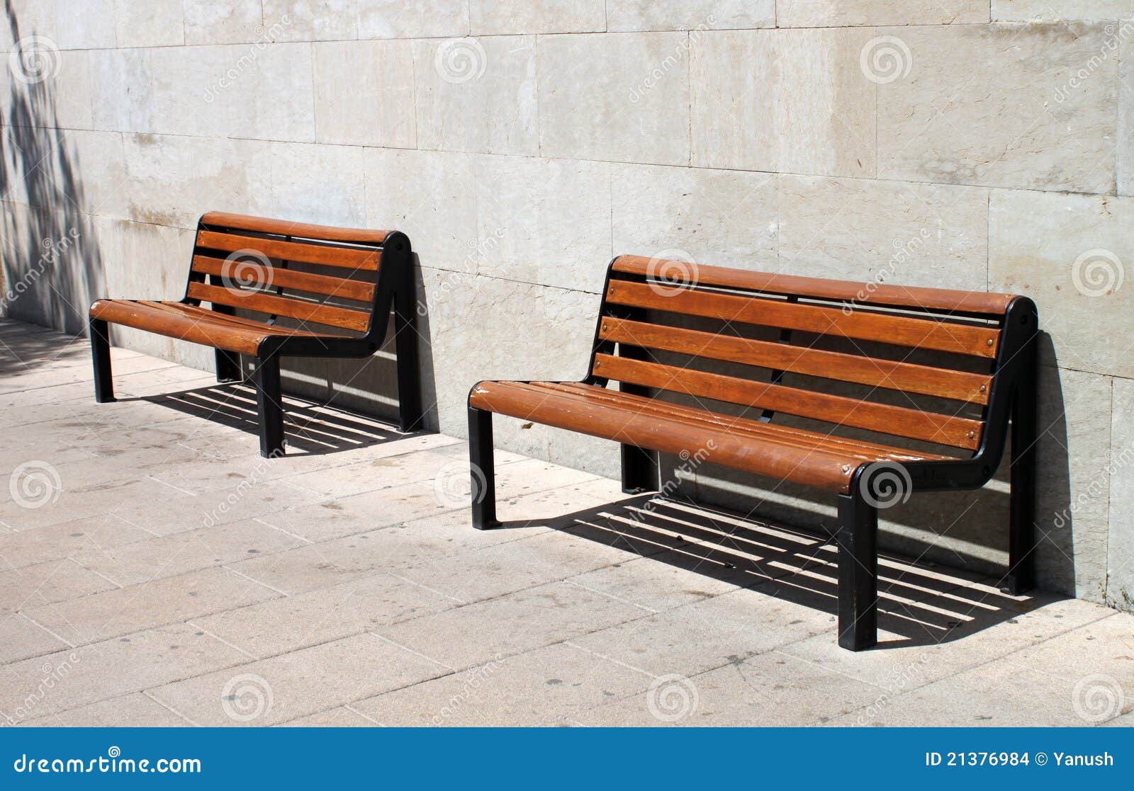 Two city benches. stock photo. Image of summer, parkway - 21376984