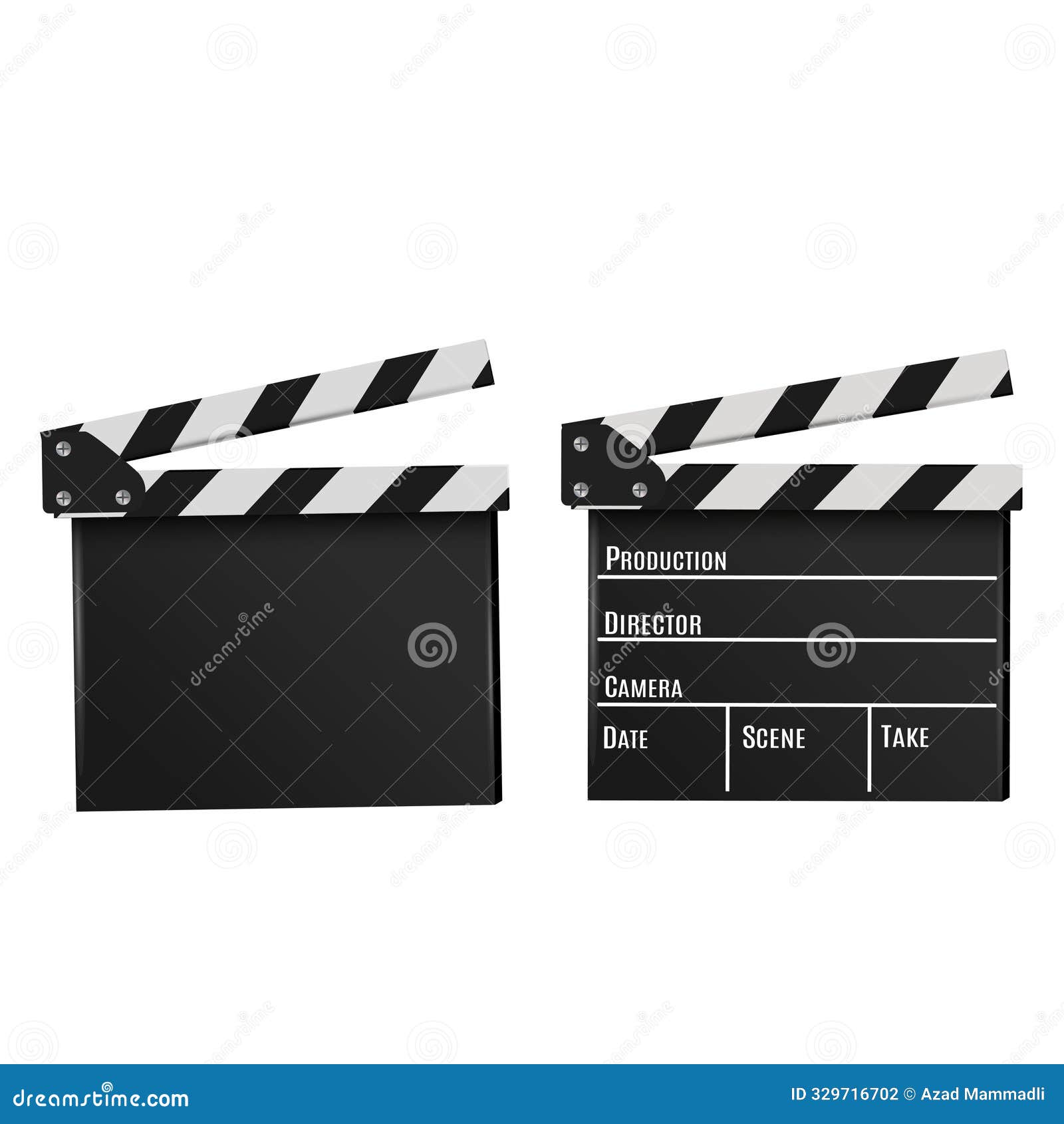 Two Clapperboards, One Blank And One With Labeled Sections For ...