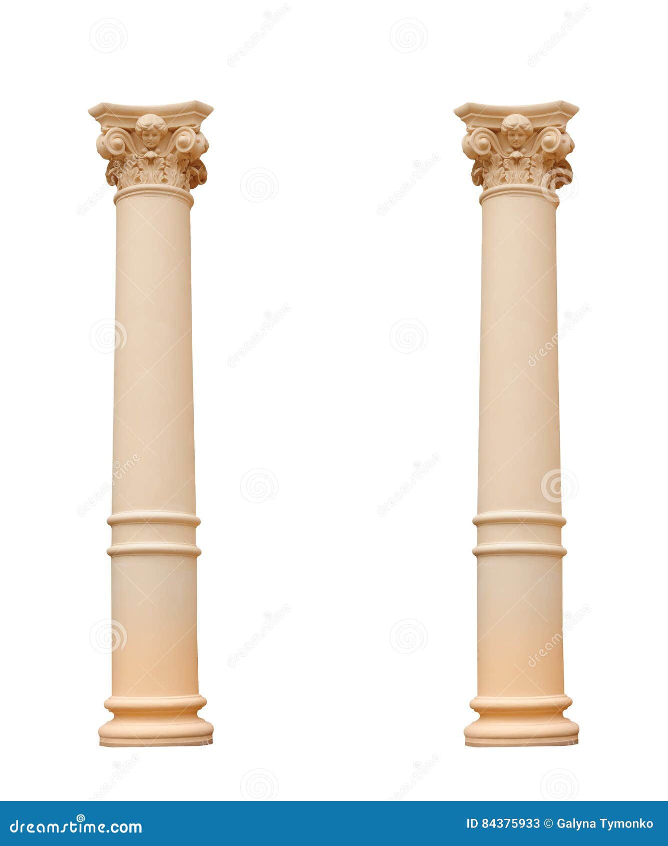 Two Classic Column Isolated on White Background Stock Image - Image of ...