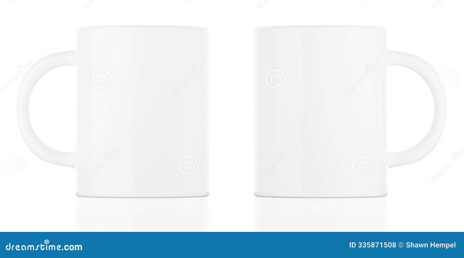 Two Classic White Mugs or Cups Template Mock-up Front and Back View ...