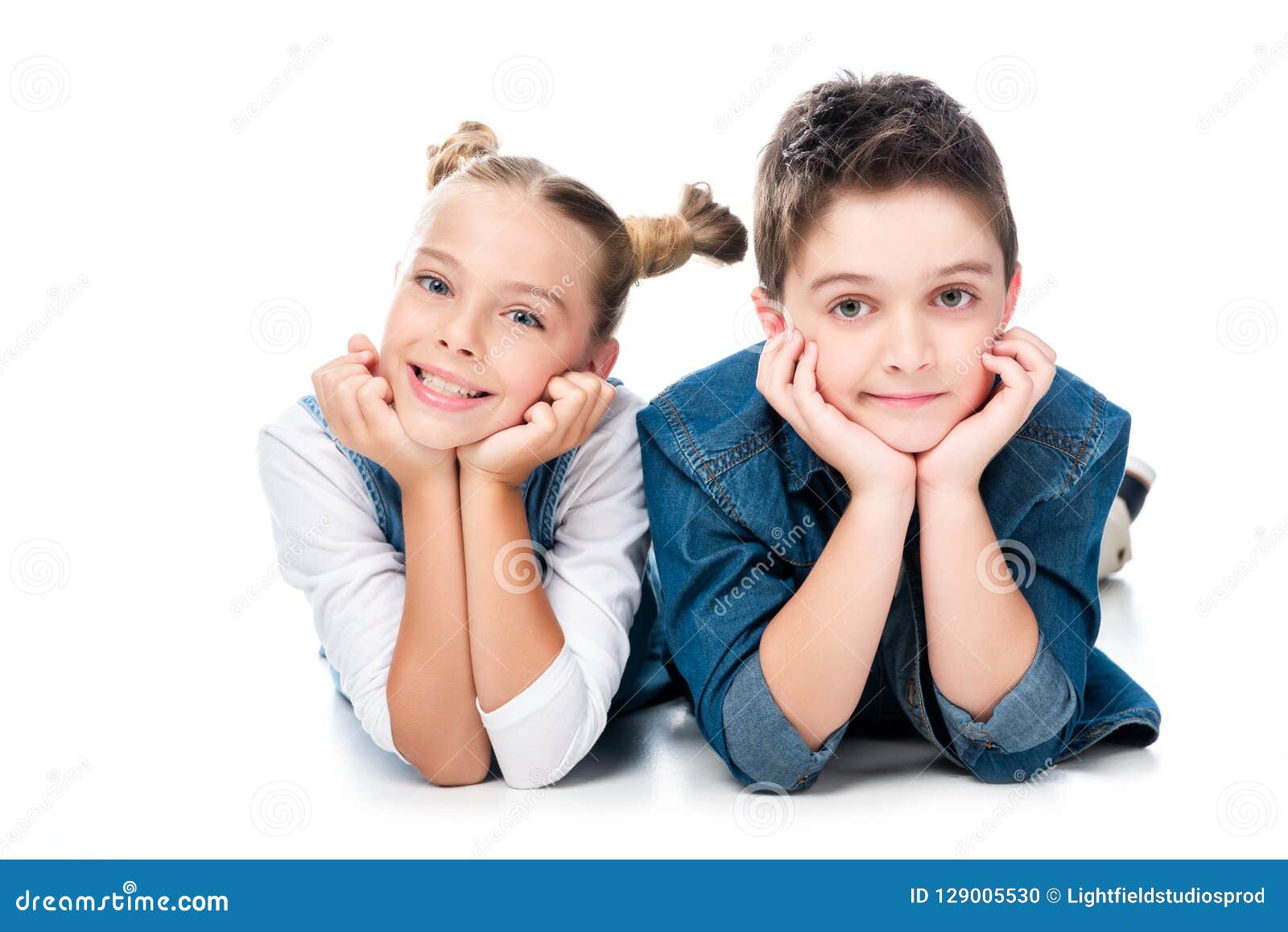 Two Classmates Resting Chins on Hands Stock Photo - Image of adorable ...