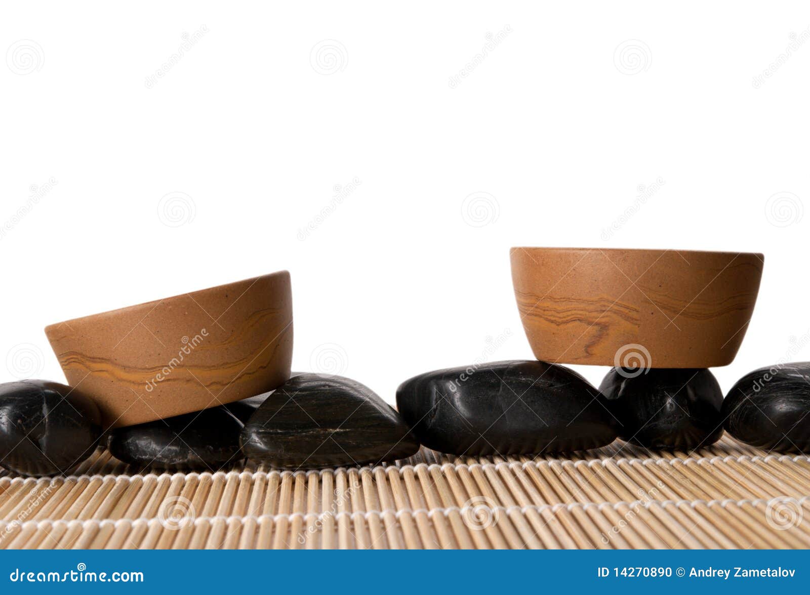 Two Clay Cups, Mat and Stones Stock Photo - Image of dark, white: 14270890