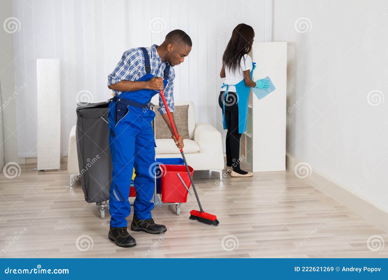 Two Cleaners Cleaning Apartment Stock Image - Image of people, house ...