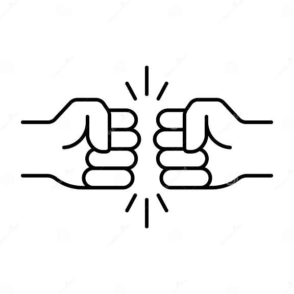 Two Clenched Fists Icon in Linear Style. Stock Illustration ...