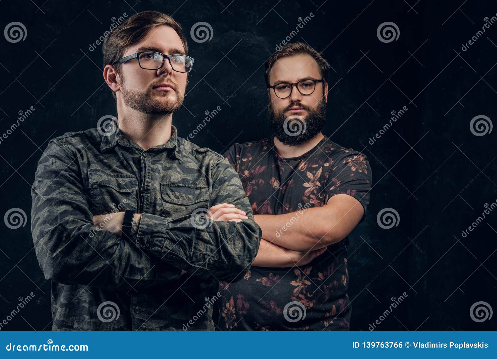 Two Clever Bearded Hacker Posing on Camera Crossed Arms Stock Photo ...