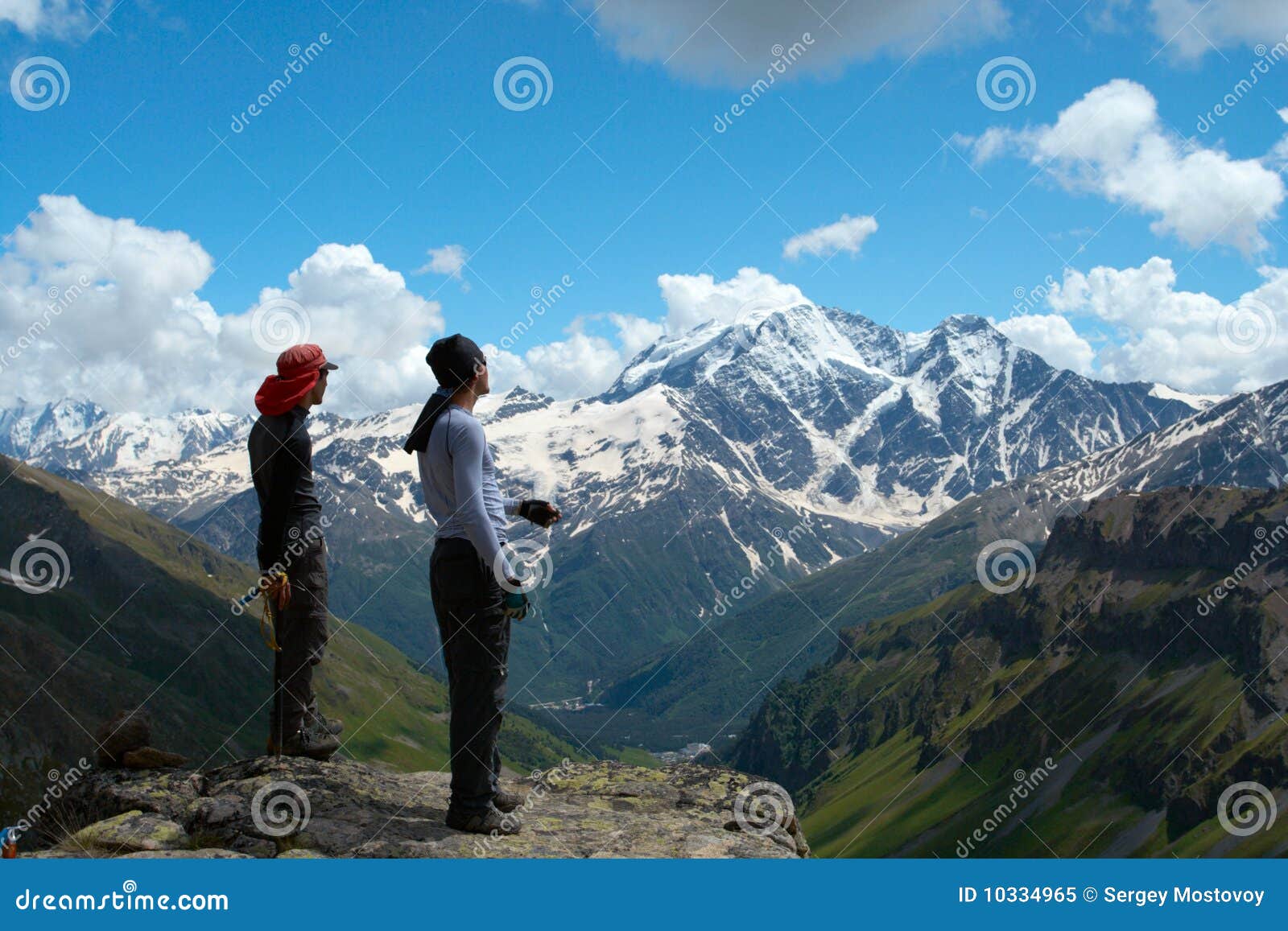 Two Climbers Looking at the Mountains Stock Image - Image of stone ...