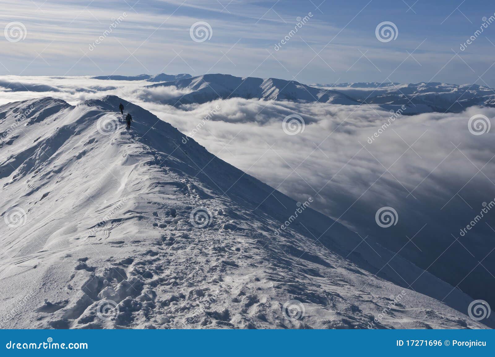 Two Climbers on a Mountain Top in Winter Stock Photo - Image of climb ...