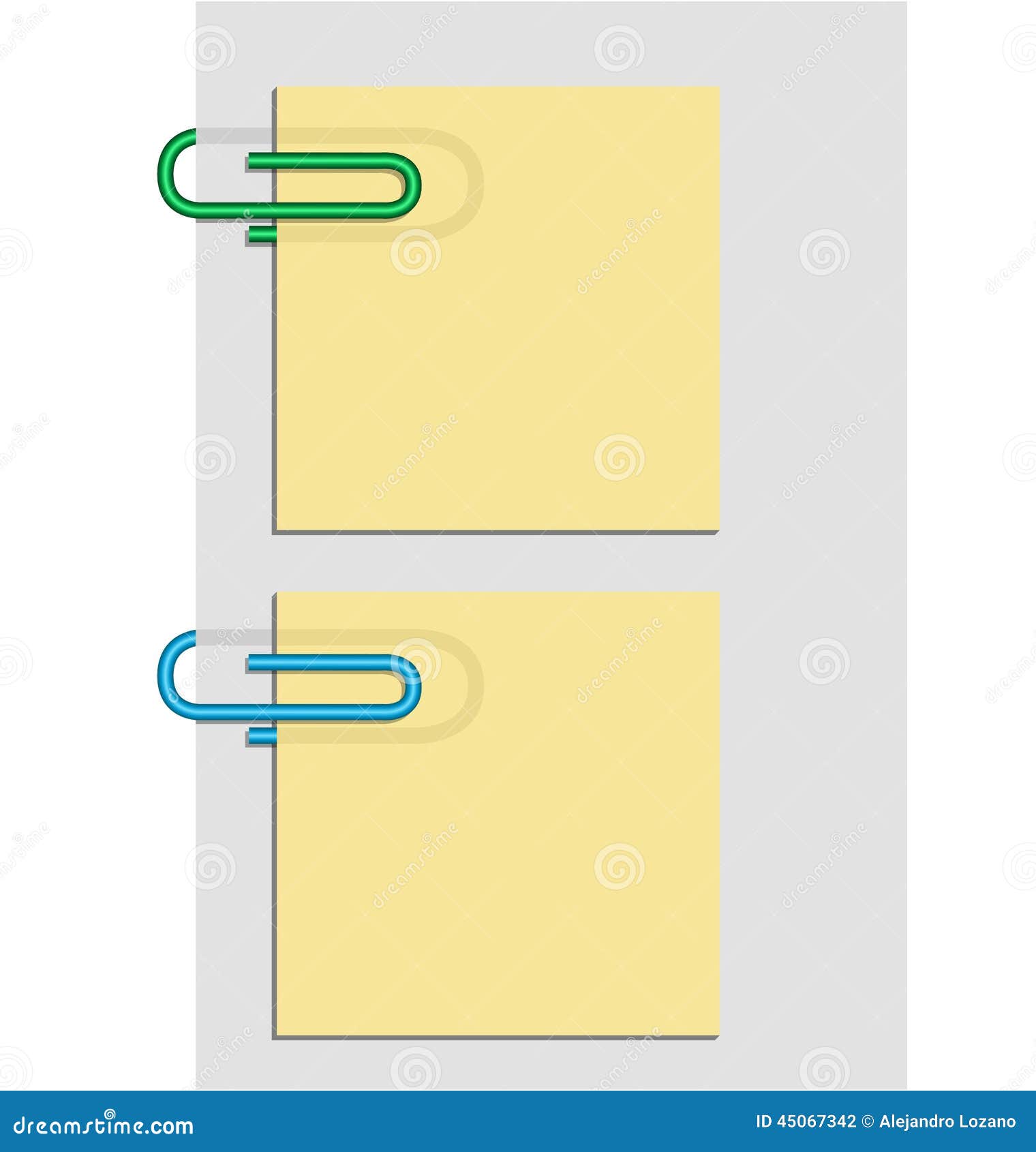Two clips and post it stock vector. Illustration of note - 45067342