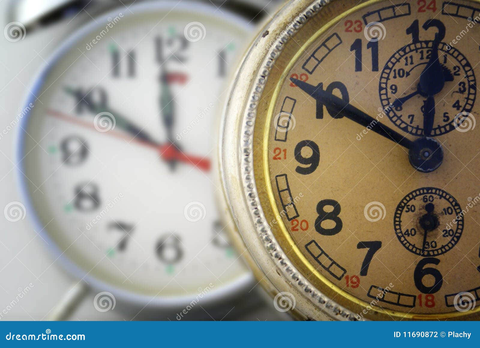 Two clocks. stock photo. Image of greetings, vintage - 11690872