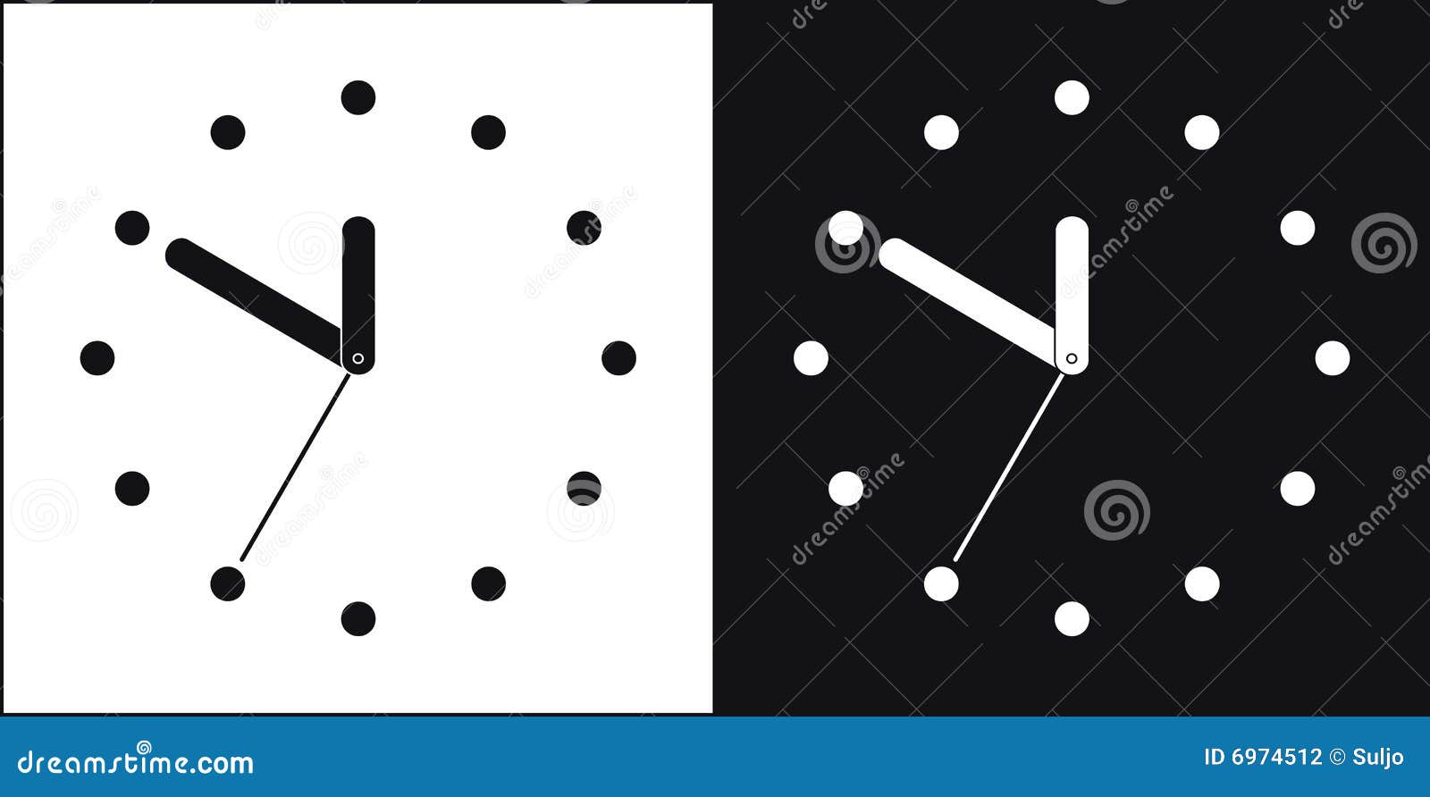 Two Clocks stock vector. Illustration of isolated, black - 6974512