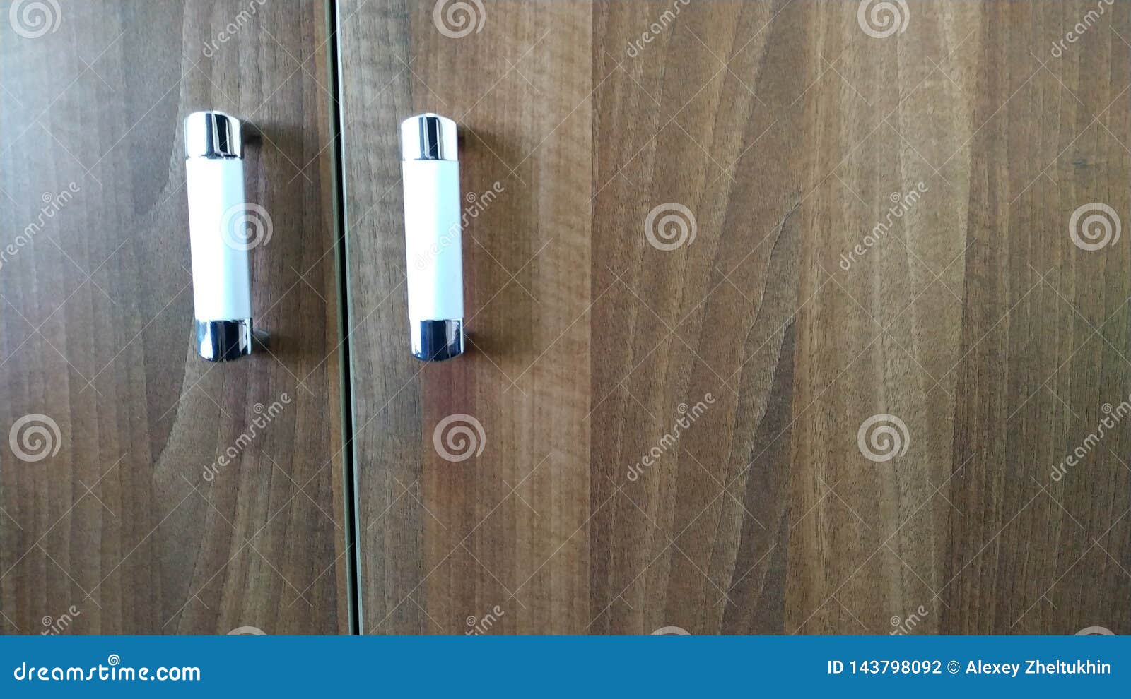 Two Closed Doors with Handles. Close Up Shot Stock Photo - Image of ...