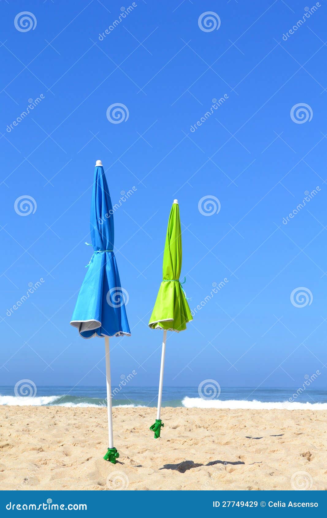 Two Closed Parasols on the Beach Stock Image - Image of heat, panorama ...