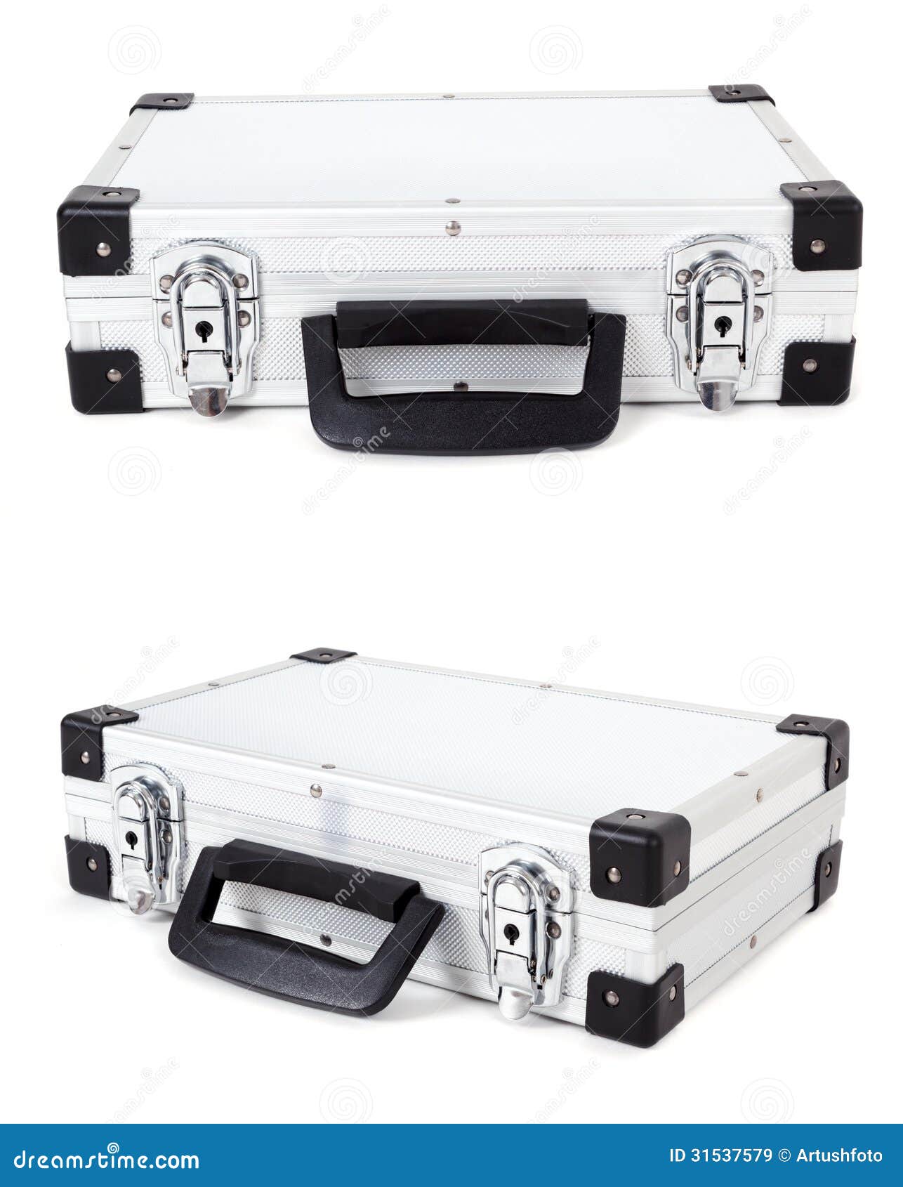 Two closed silver cases stock image. Image of object - 31537579