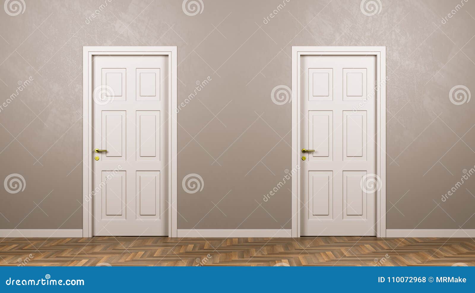 Two Closed White Doors in Front in the Room Stock Illustration ...