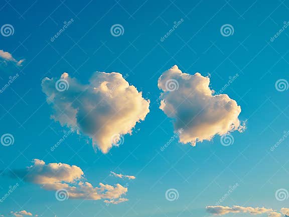 Two Clouds in the Sky with a Blue Background Stock Photo - Image of ...