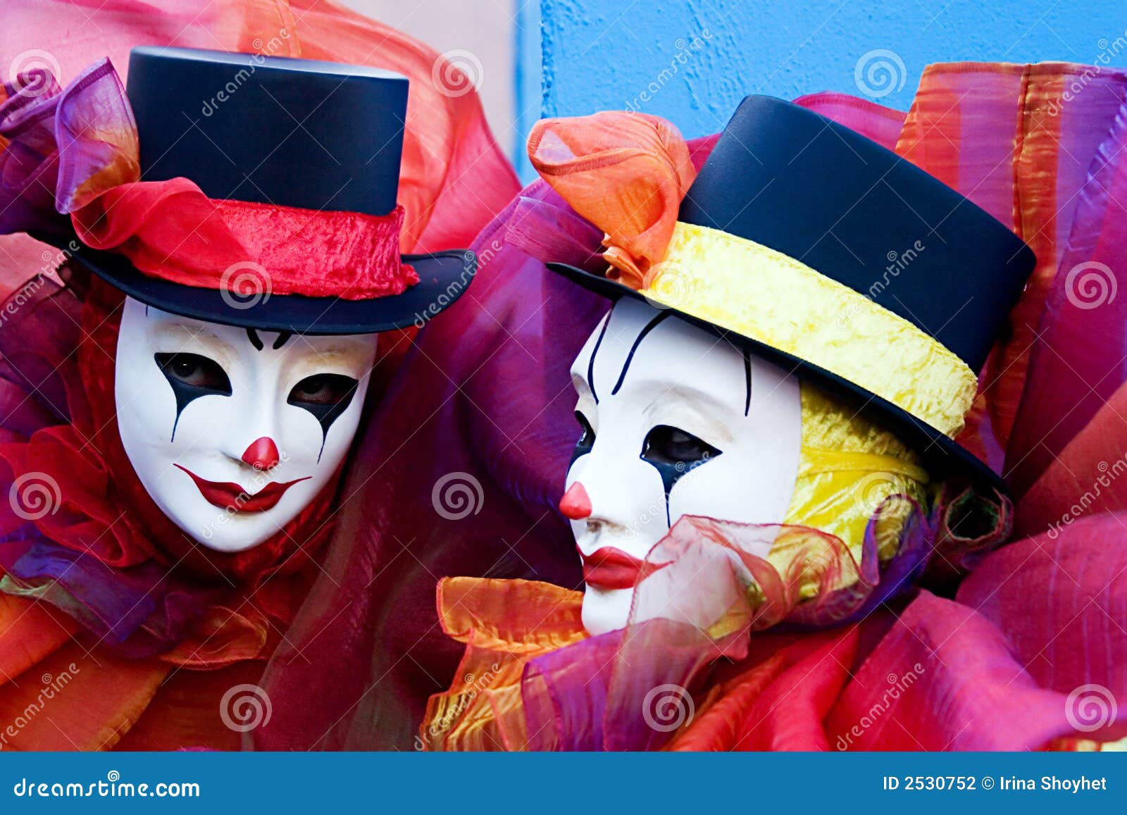 Two clowns - close up stock photo. Image of buffoon, harlequin - 2530752